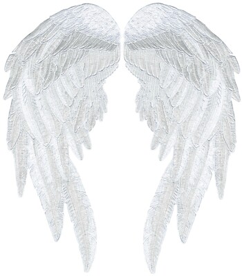 White Angel Wing Patches 12" Realistic Large Feather Embroidered Patch ...