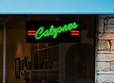 Calzones Neon Sign | Jantec | 37" x 15" | Italian Restaurant Pizza ...