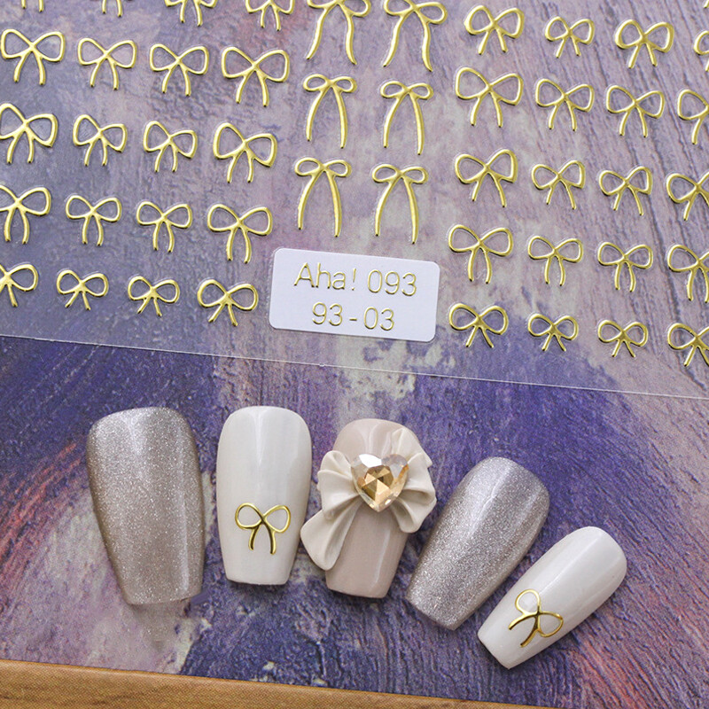 1 Sheet Nail Art Stickers DIY Tip Bow Adhesive Manicure Sticker Seal ...