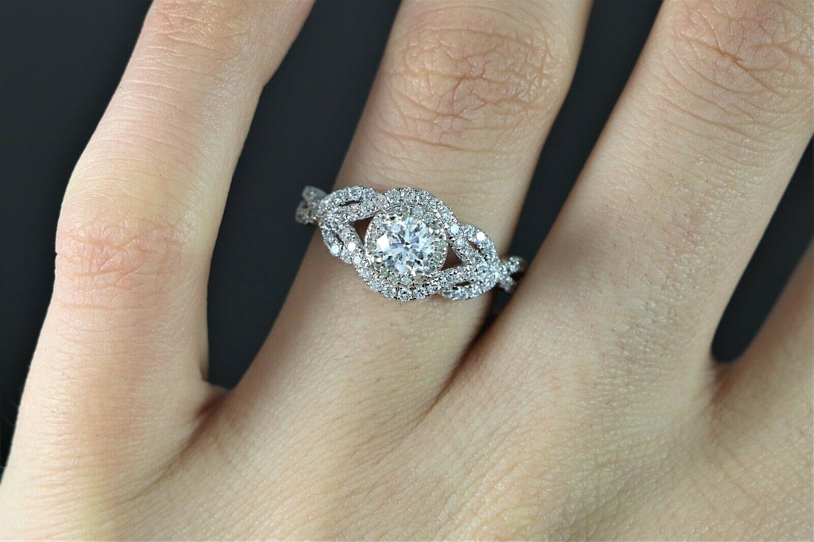 $3,950 ZEI 14K White Gold 1.05ct Round Diamond Engagement Crossover ...