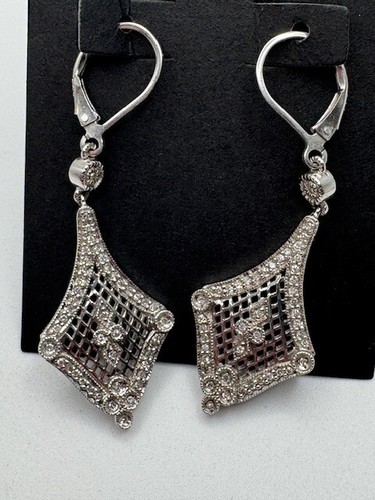 Leslie Sterling Silver 925 Polished CZ Dangle Earrings | eBay