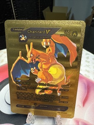 Charizard V Gold foil Hp508 Fan Art Display Card Wild Flames 500k 💥💥💥💥 ...