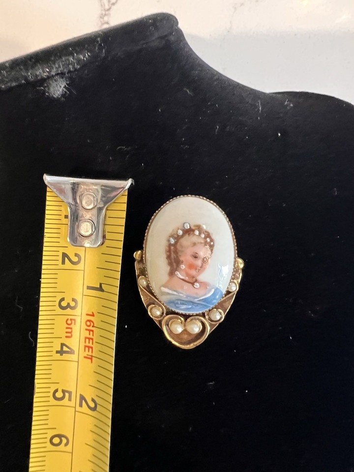 Antique Hand Painted Porcelain Portrait Brooch w/seed Pearls Victorian ...