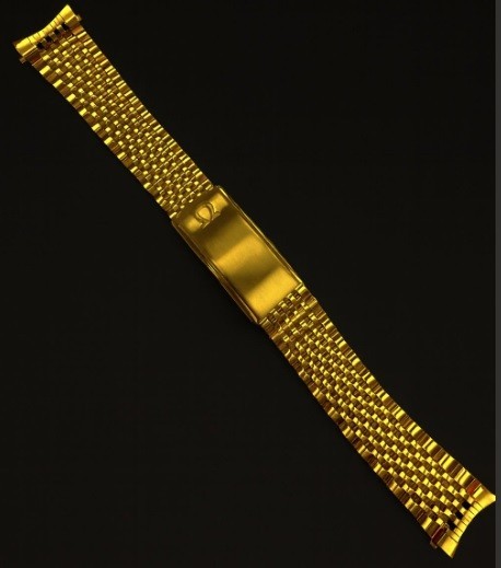 High-Quality OMEGA 1502 S.Steel Gold Band Bracelet-18,19,20mm-Curved ...