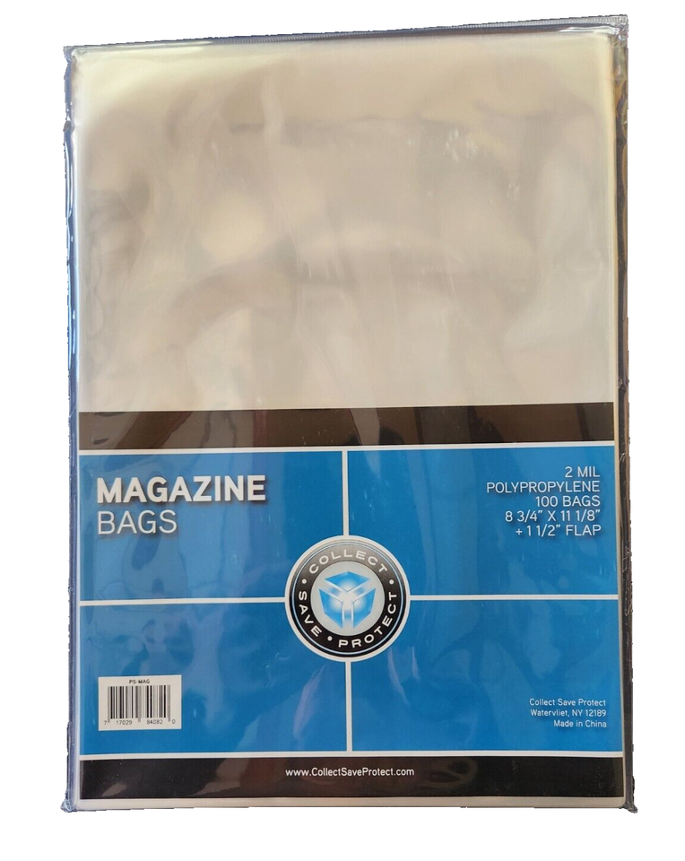 200 Sleeves Magazine Plastic Protector Storage Bags 8 3/4" x 11 1/8 ...