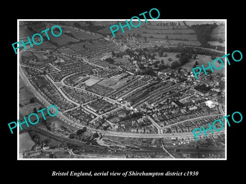 OLD POSTCARD SIZE PHOTO BRISTOL ENGLAND AERIAL VIEW OF SHIREHAMPTON ...