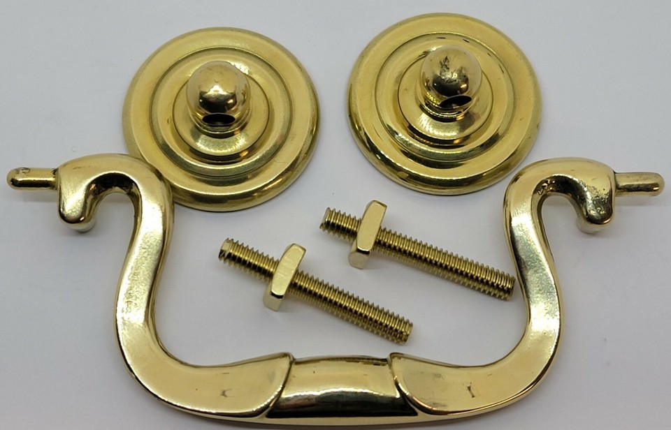 2.5, 3, 3.5" Centers Queen Anne Style Swan Neck bail pull handle solid ...