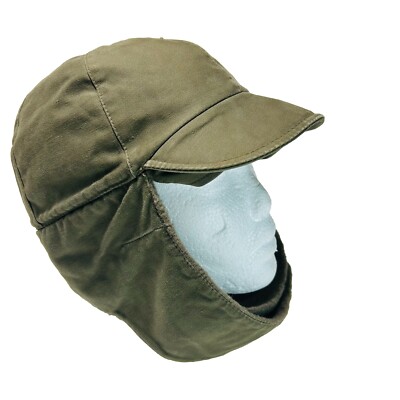 German Military Army Green MOTZENFABRIK BEBRA GMBH Winter Cap Hat Ear ...