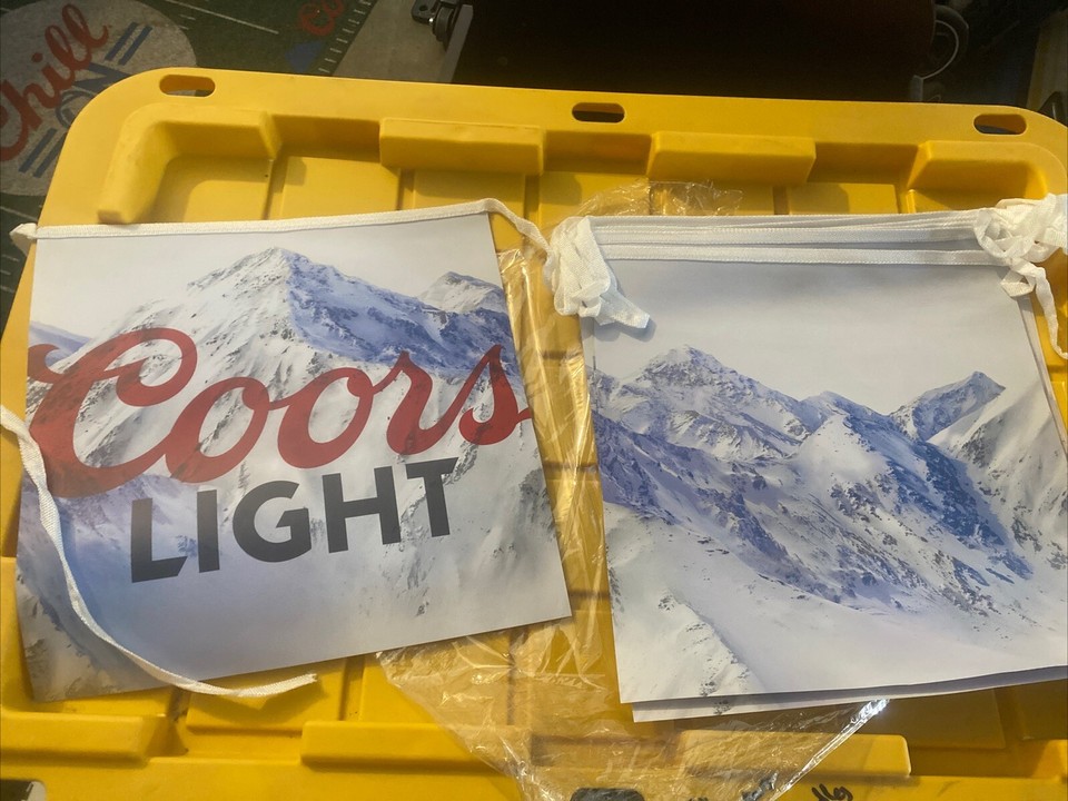 New COORS LIGHT string Flag Banner - Coors LOGO, bottle, mountains ...