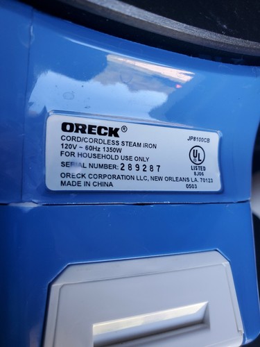 Oreck Cord/cordless Steam Iron With Stand Blue H9 | eBay