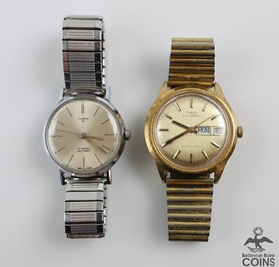 Lot of 2: Vintage Timex Watches- Gold-Toned Automatic & 21 Jewels Self ...