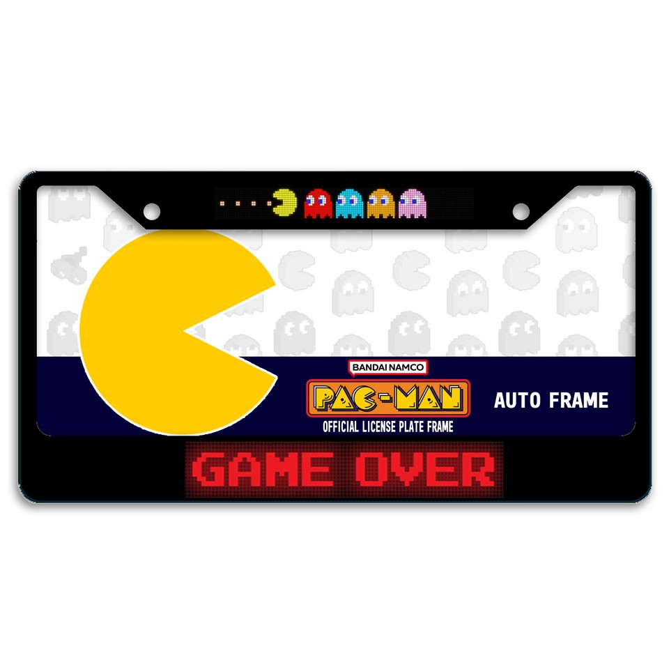 Pac-Man Ghosts & GAME OVER Acrylic Black Carbon Steel License Plate ...