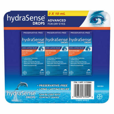 HydraSense Eye Drops - Advanced for Dry Eyes 10ml Provitamin B5 3x10ml ...
