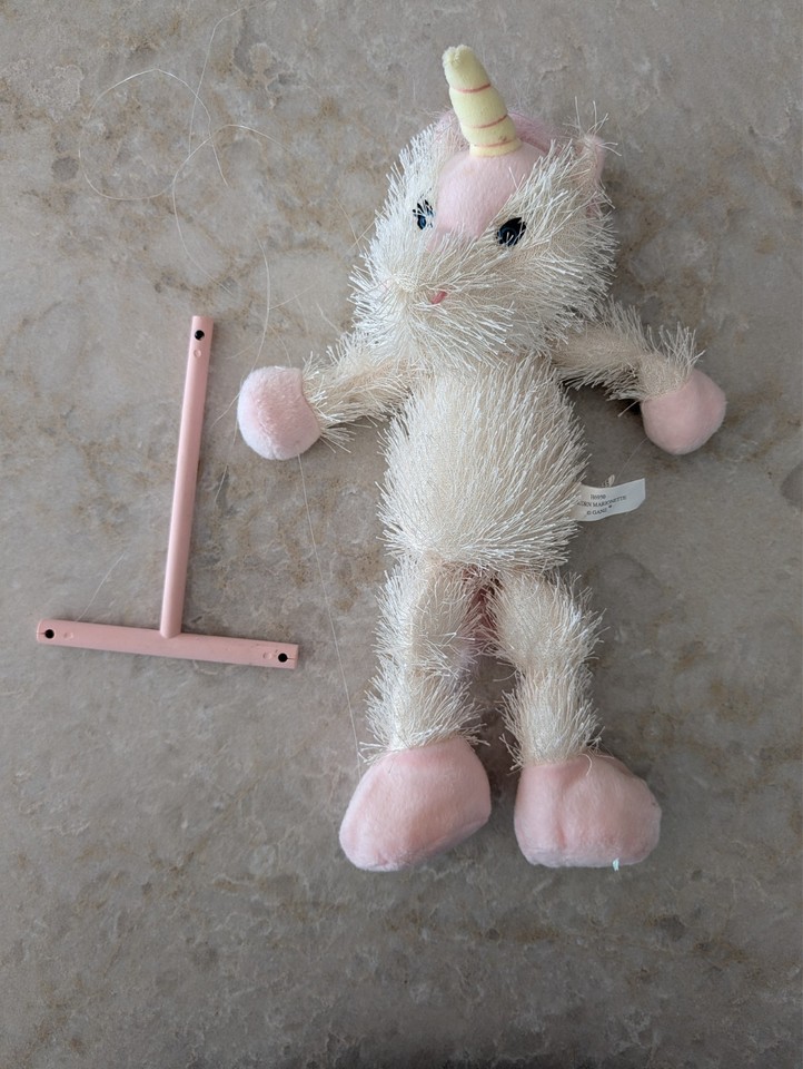 RARE Ganz H6950 White and Pink Unicorn Marionette Puppet Strings Fuzzy ...
