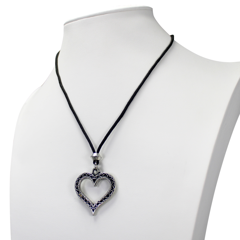 Pewter Heart of Hearts Pendant Necklace Victorian Fashion Love Talisman ...