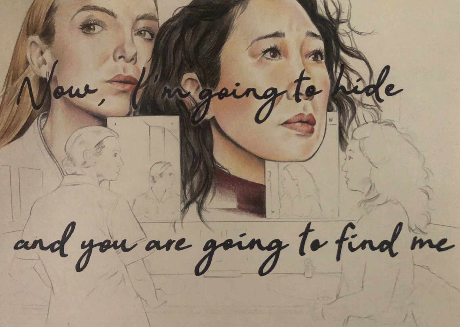 Killing Eve & Villanelle Original Pencil Drawing .Fan-ART A4 . Jodie ...