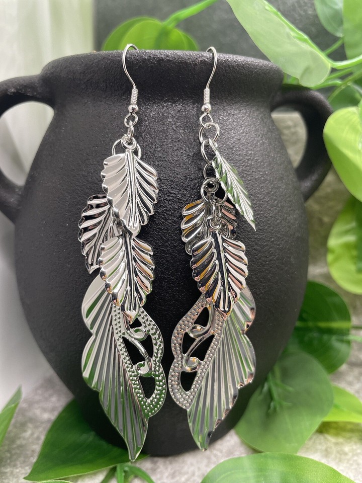 4” Earring Set Silver-tone Exaggerated Dangle Drop New Free Ship A3645 ...