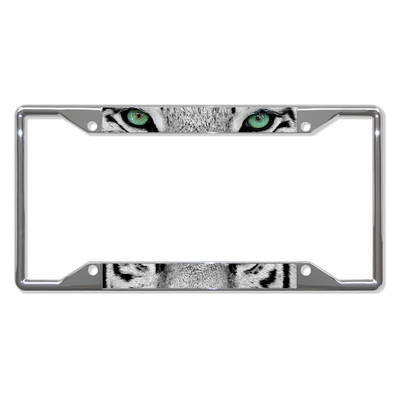 WHITE TIGER ANIMAL EYES Metal License Plate Frame Tag Border Four Holes ...