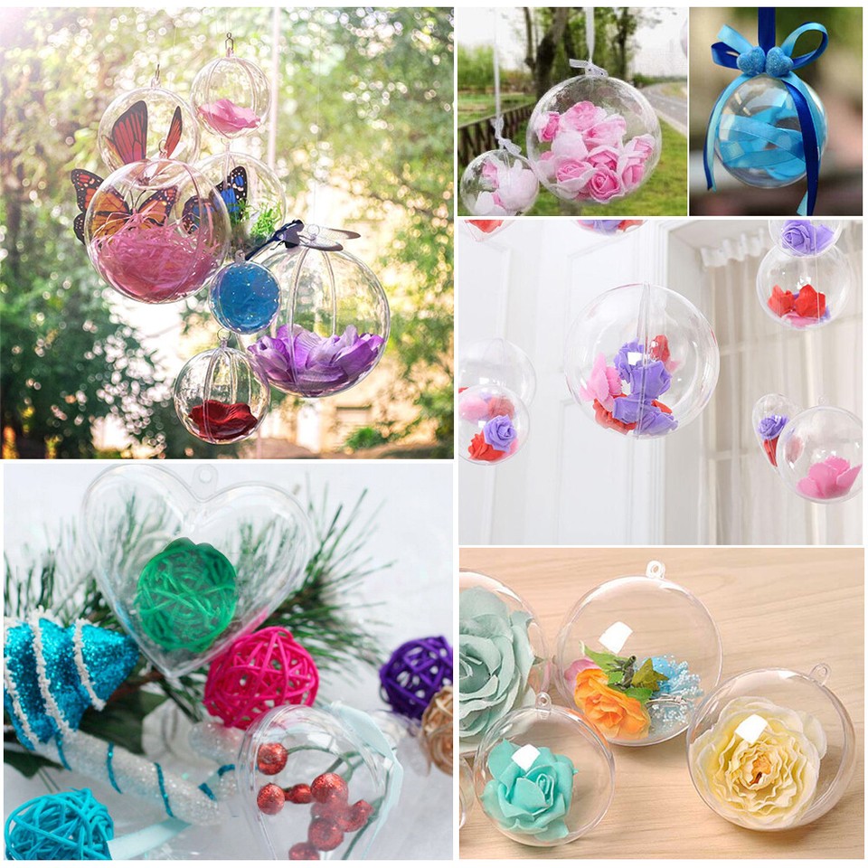 25PCS DIY Christmas Balls Ornaments Fillable Clear Hanging Ball Xmas ...