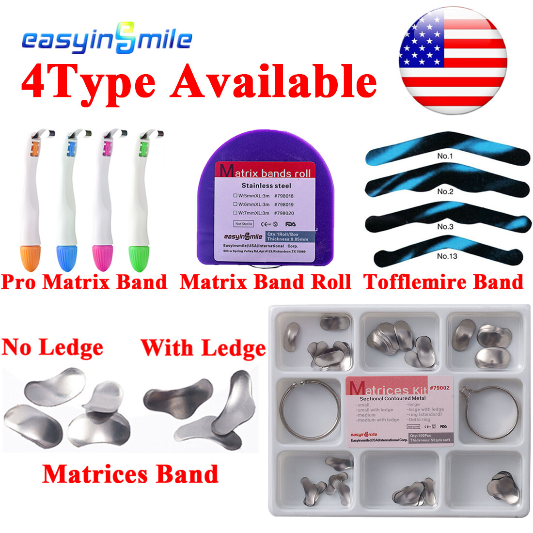 Dental Metal Matrices Molar Sectional contoured Tofflemire Matrix Bands ...