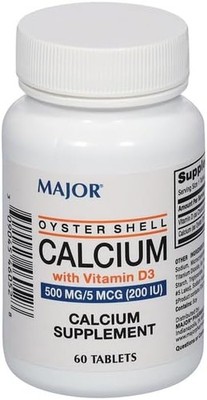 Major Oyster Shell Calcium with Vitamin D3 500 mg / 5 mcg (200 IU) | eBay