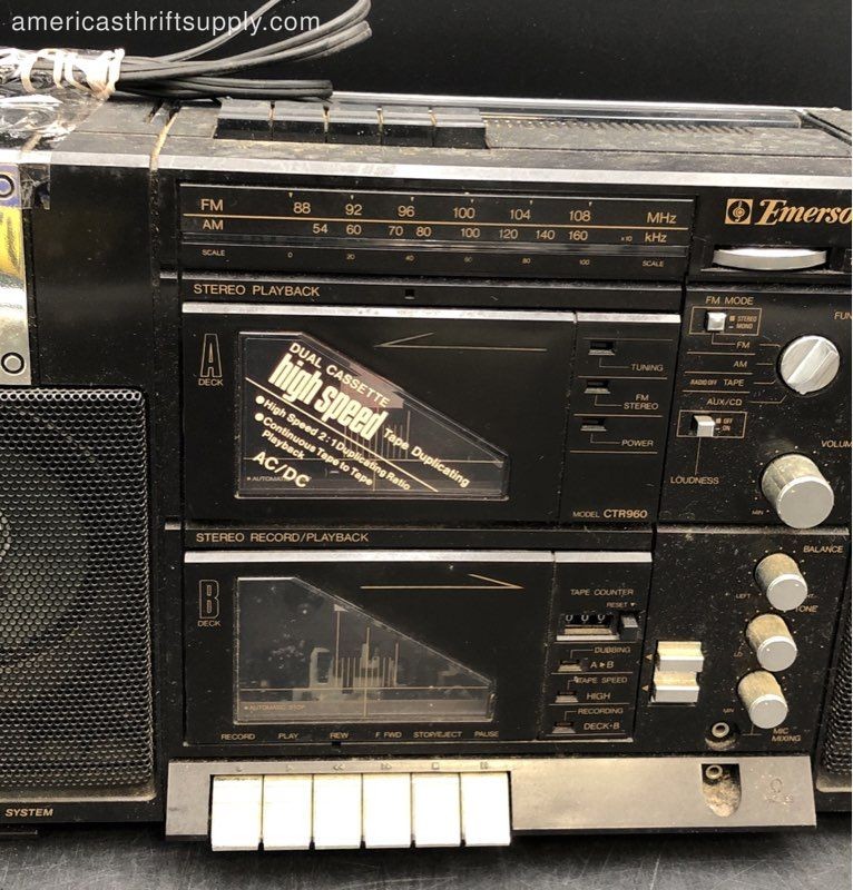 Vintage Emerson Dual Tape Deck AM/FM Radio Boombox | eBay
