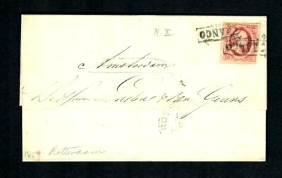 GS14 Netherlands Franco Cover folded #2 Imp.10c 1850s King William 111 ...