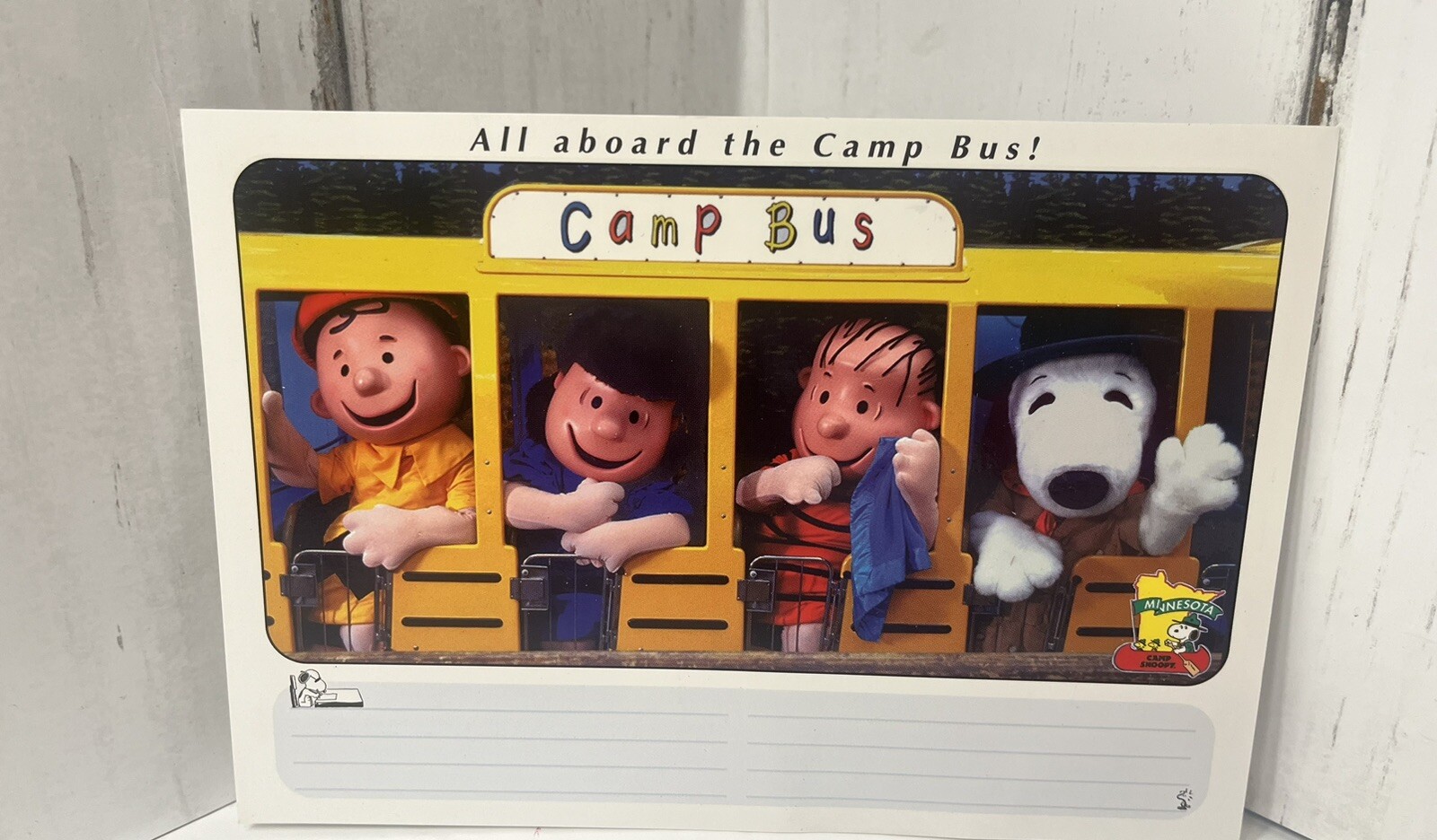 Knott's Camp Snoopy Mall Of America Camp Bus Charlie Brown, Linus, Lucy Postcard | eBay