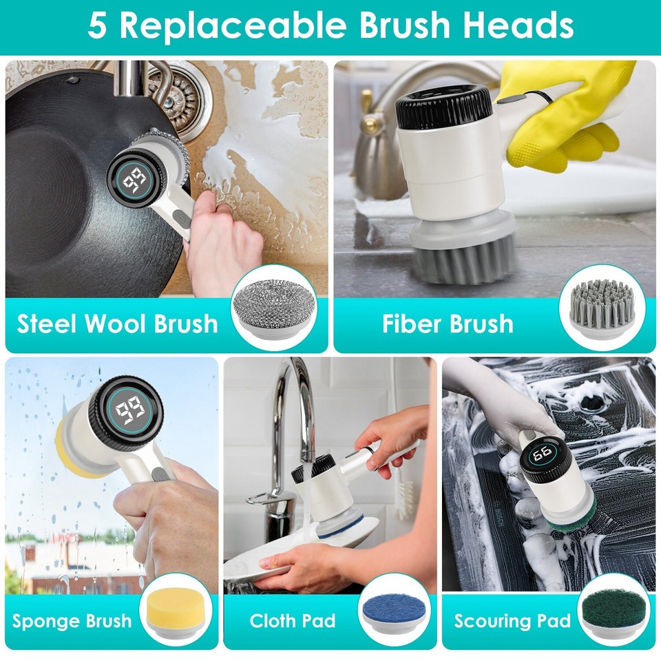 Handheld Electric Spin Scrubber Cleaning Brush Cleaner for Kitchen ...