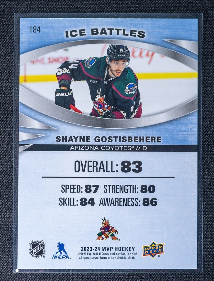 2023-24 Upper Deck MVP Hockey Ice Battles Card #184 Shayne Gostisbehere ...