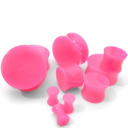 PAIR-Solid Pink Acrylic Double Flare Ear Plugs 22mm/7/8" Gauge | eBay