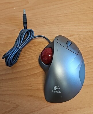 LOGITECH T-BB18 TrackMan Wheel Marble Mouse USB Corded Trackball Ball ...