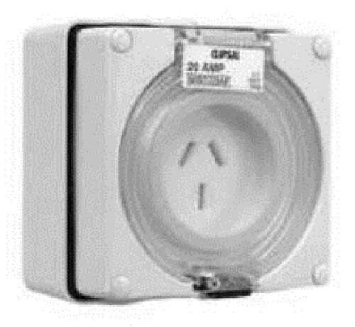 Clipsal 56-SERIES SURFACE SOCKET 250V 20A 2-Pole 3-Pin Flat, Auto ...