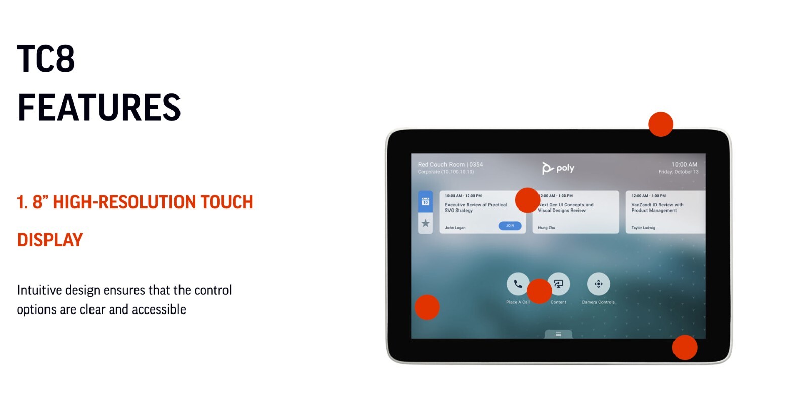 Poly TC8 Touch Control Interface - FOR POLY STUDIO X FAMILY AND G7500 ...