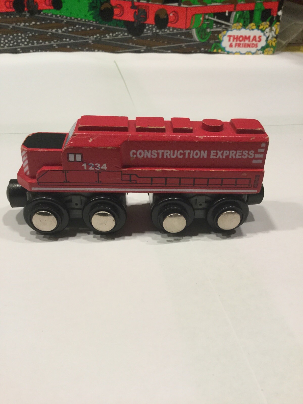 CONSTRUCTION EXPRESS 1234~Wooden Geoffrey Train ENGINE TOY 2003 magnet ...