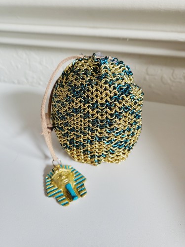 Blue And Gold Egyptian Chainmail Dice Bag Coin Purse | eBay