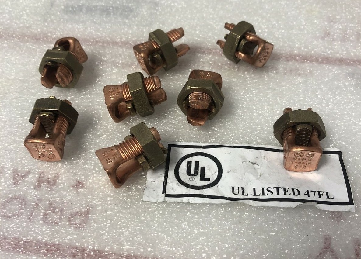 Lot of (8) NSI N-4 Copper Split Bolt Wire Connector R-4-6, T-4-14 STR ...
