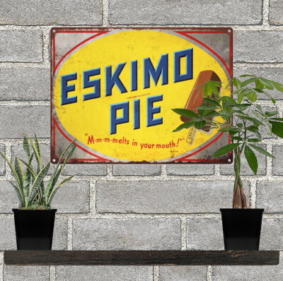 Eskimo Pie Ice Cream Ad Baked Metal Repro Sign 9 x 12 60107 | eBay
