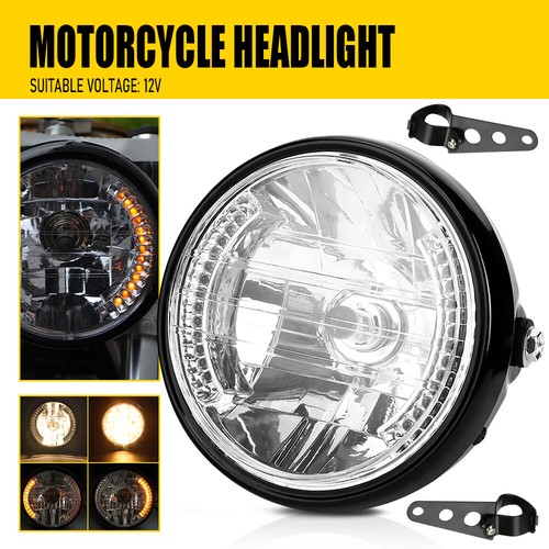7"Inch LED Motorcycle Turn Headlight W/Black Light Housing Bucket For ...