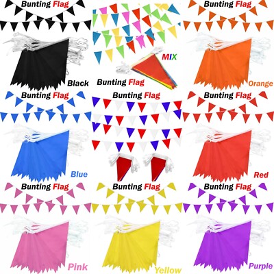 10M COLOUR BUNTING 20 FLAGS PARTY WEDDING DECORATION EVENT GARDEN HOME ...