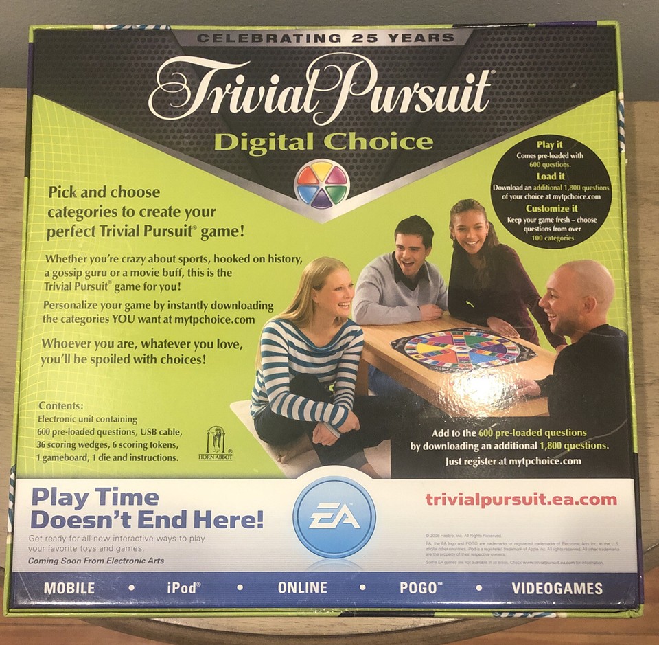 Trivial Pursuit Digital Choice Trivia Game Parker Brothers Electronic ...