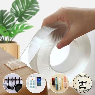 32FT Double Sided Nano Adhesive Tape Heavy Duty Traceless Washable ...