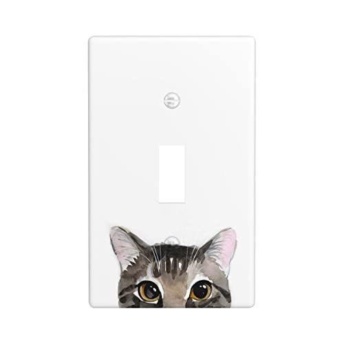 Cute Cat Light Switch Cover Decorative Single Toggle Wall Plate 1-Gang ...