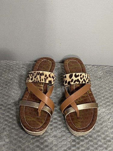Sam Edelman Ladies 9.5 Edge Sandals Leather Thong Leopard Print | eBay