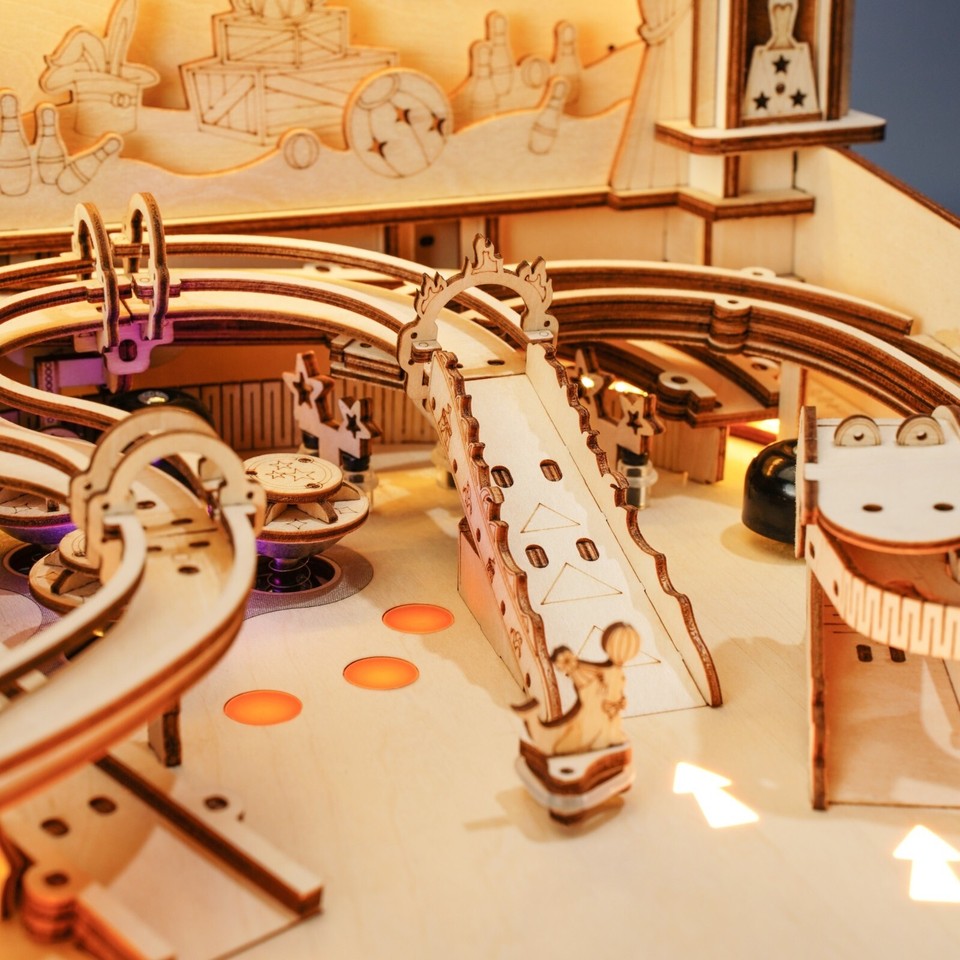ROKR Pinball Machine 3D Wooden Puzzle Amusing Table Game with Music LED ...