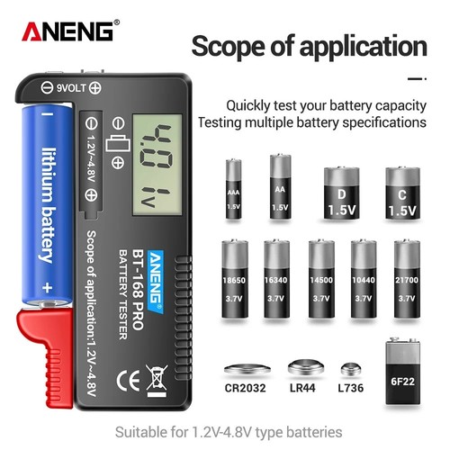 Digital Universal Battery Tester Fits AA AAA C D 9V and Button Cells ...