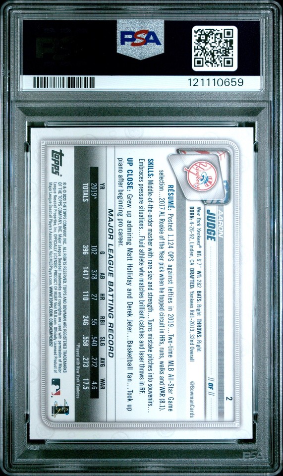 2020 BOWMAN #2 AARON JUDGE PSA 10 | eBay UK