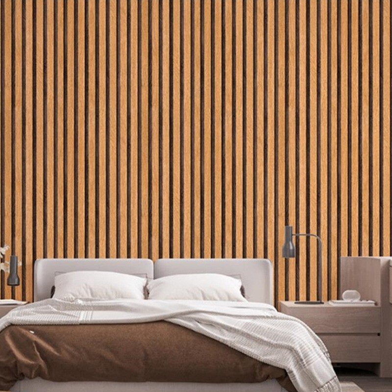 9.5m/Roll Wooden Slat Panelling Wallpaper 3D Wood Panel Faux Effect ...