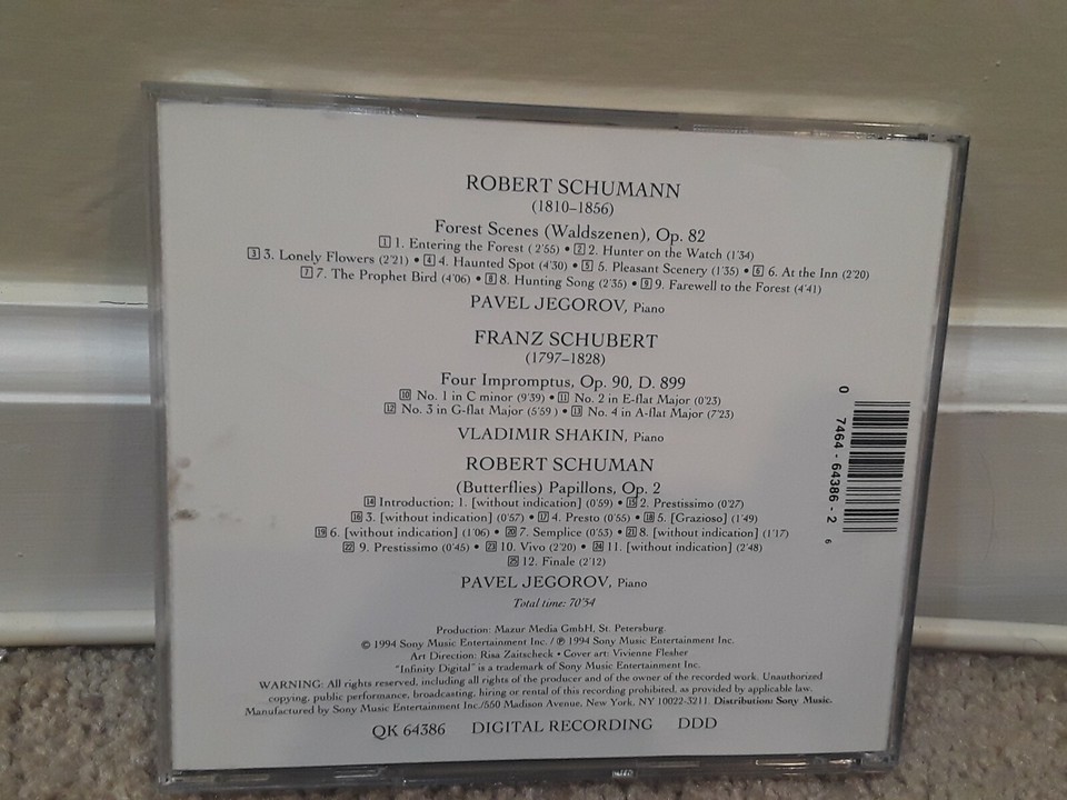 Schumann: Forest Scenes; Schubert: Impromptus (CD, May-1994, Infinity Digital) 74646438626 | eBay