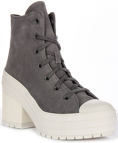 Converse A12327C Chuck Luxe Talon Plateforme Femme Baskets Gris Blanc ...